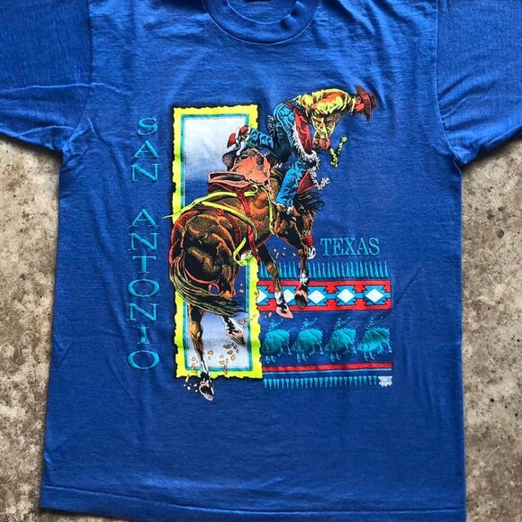 Shirts | 9s San Antonio Texas Rodeo Bull Rider Blue Shirt | Poshmark